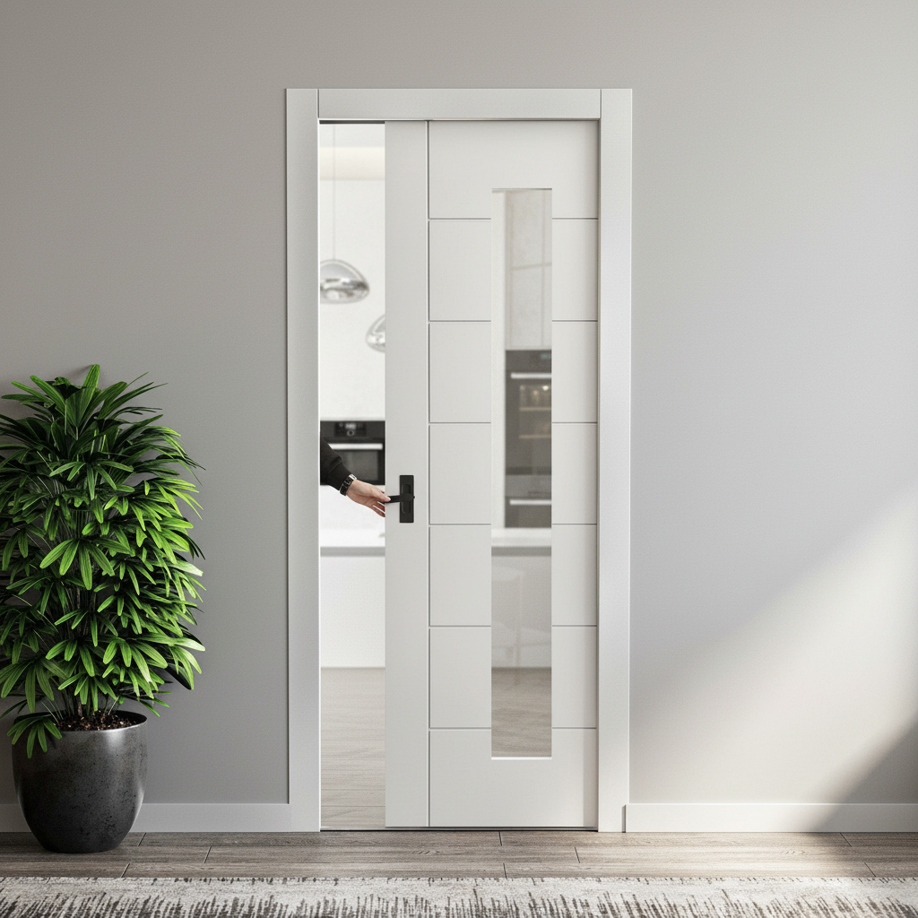 Premium Internal Pocket Door Set with 7 Panels and Clear Glass Design