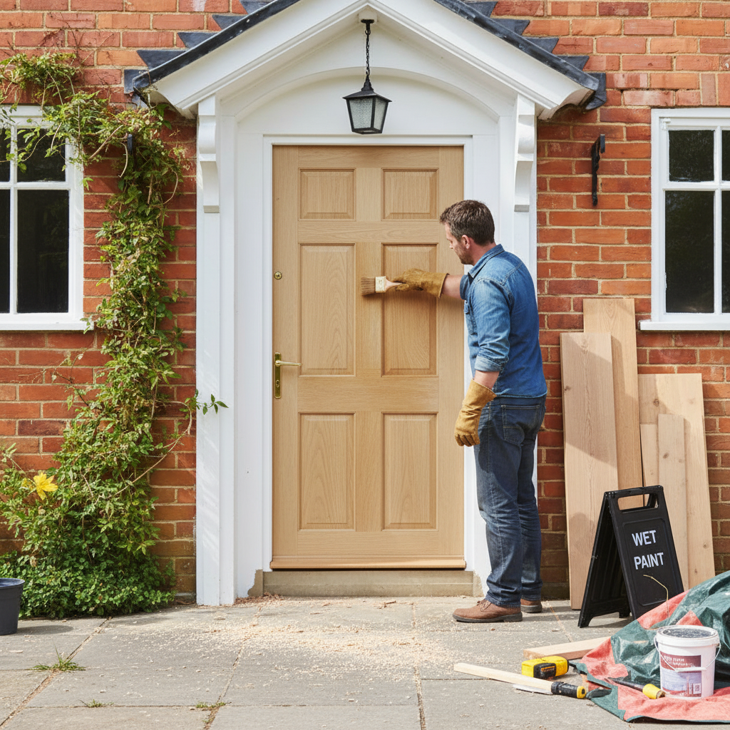 Premium Unfinished 6 Panel External Oak Door - Solid Core Construction