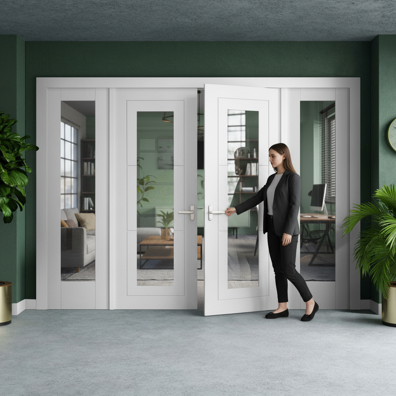 Premium Internal Room Divider Set with Clear Glass Panels - Stylish Te