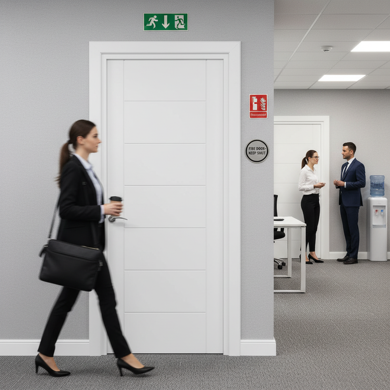 Premium Internal White FD30 Fire Door with 7 Panels and Engineered Cor