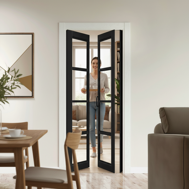 Premium Internal Fully Finished Bi-fold Door with 4 Light Clear Glass