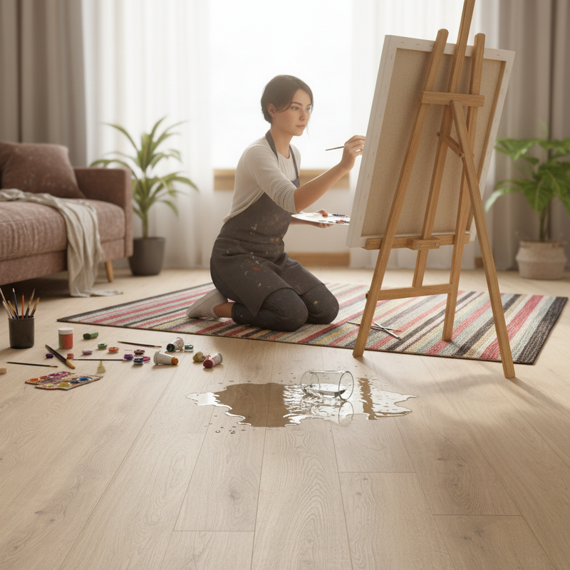 Premium 10mm Handscraped Moisture Resistant Laminate Flooring in Ether