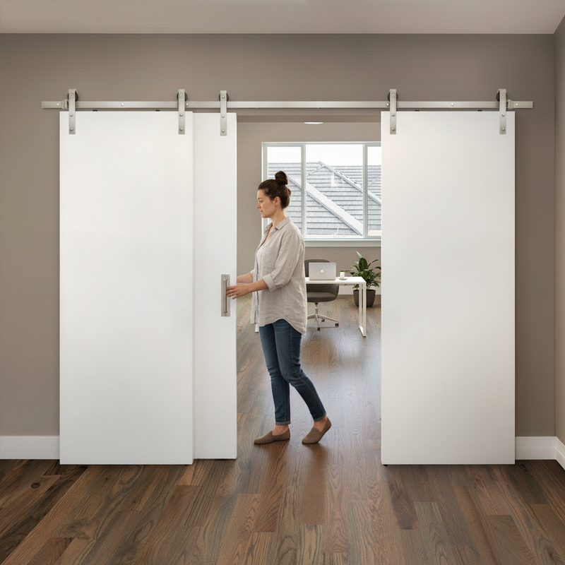 Premium Satin Nickel 3m Face Mounted Sliding Barn Door Track for Timbe