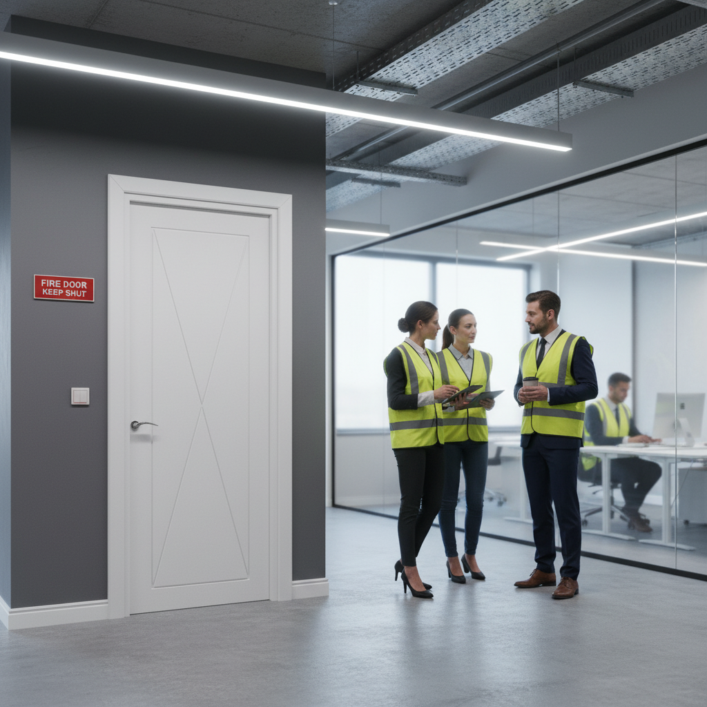 Premium Internal White FD30 Fire Door with 4 Panels, Solid Core and Do
