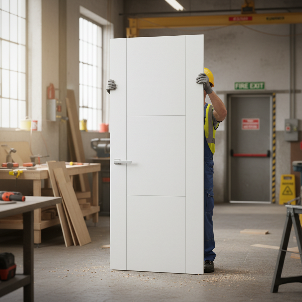 Premium Internal White FD30 Fire Door with Semi-Solid Core and 3 Panel