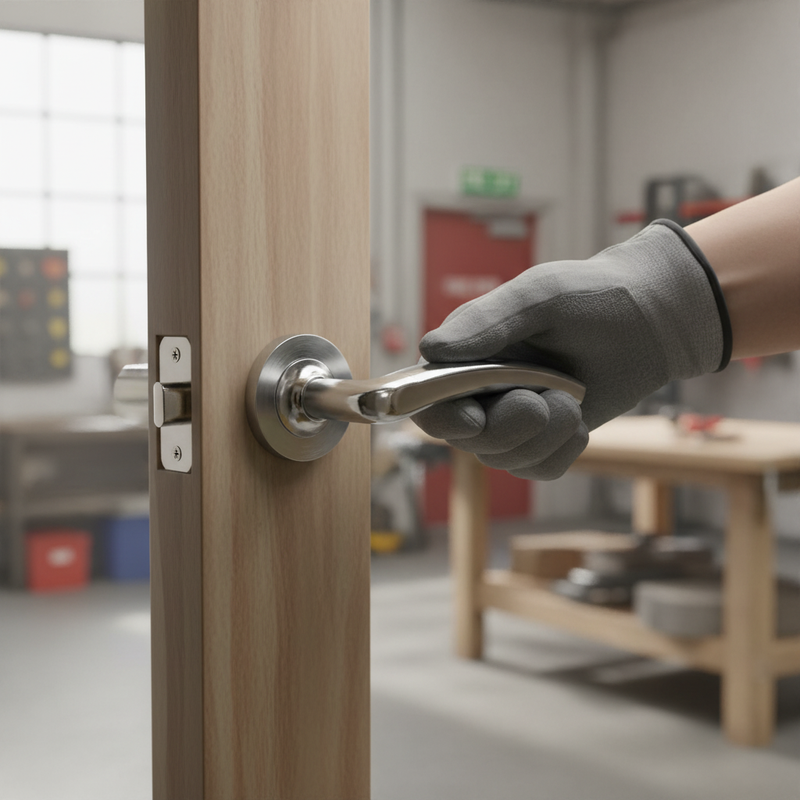 Premium Fire Rated Lever Handle Set with Radius Corner Rose and Fire R