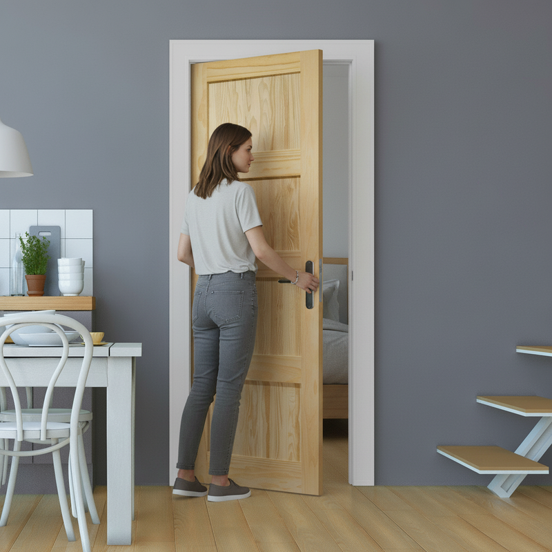 Premium Unfinished Clear Pine Shaker 4 Panel Internal Door with Solid