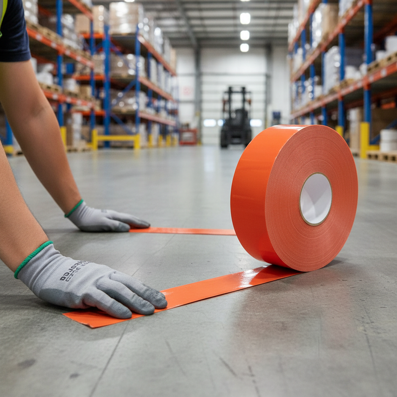Premium Heavy-Duty Orange Aisle Marking Tape for Industrial Safety wit
