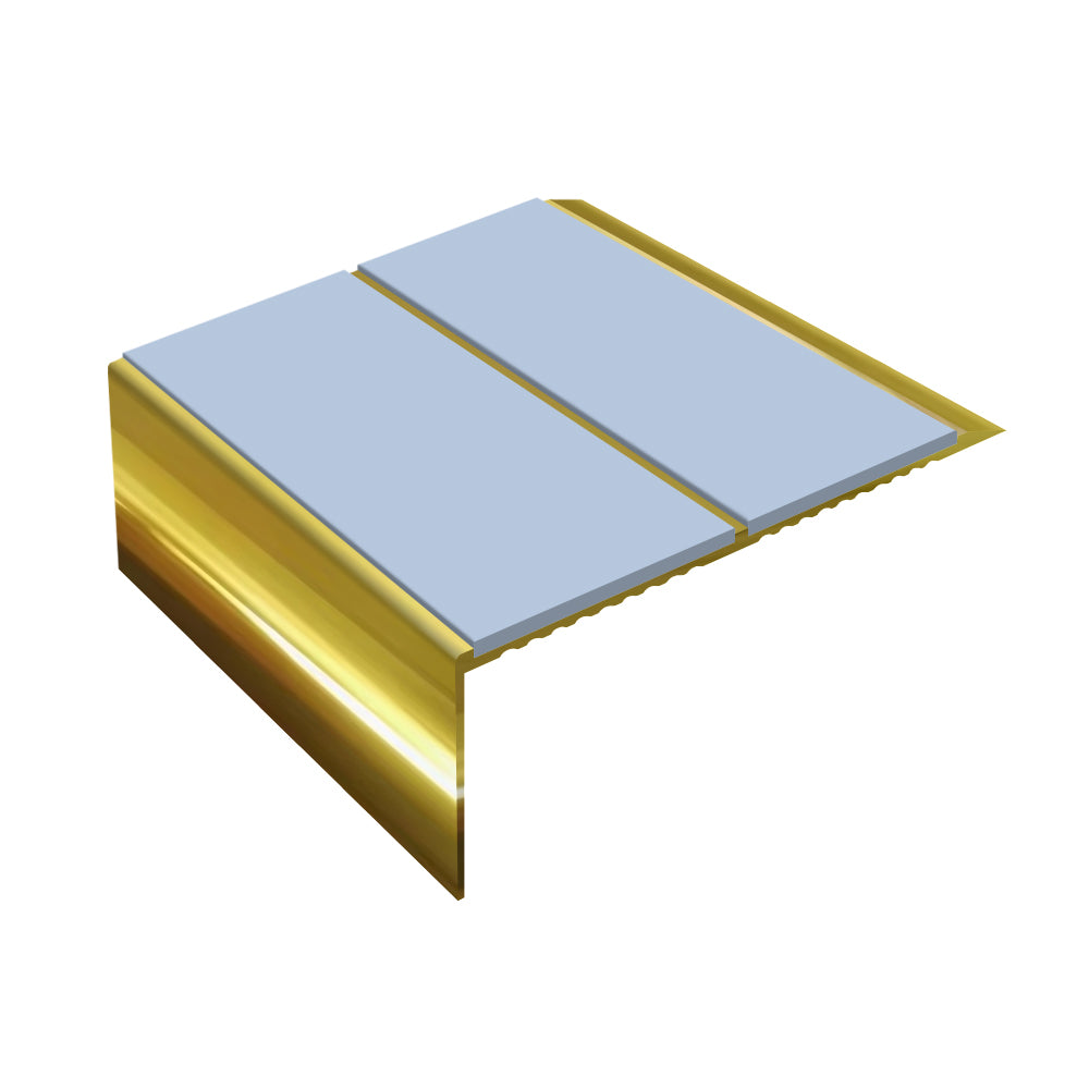 Square Double Channel Aluminium Stair Nosing Ramp Back Profile 2.44m L