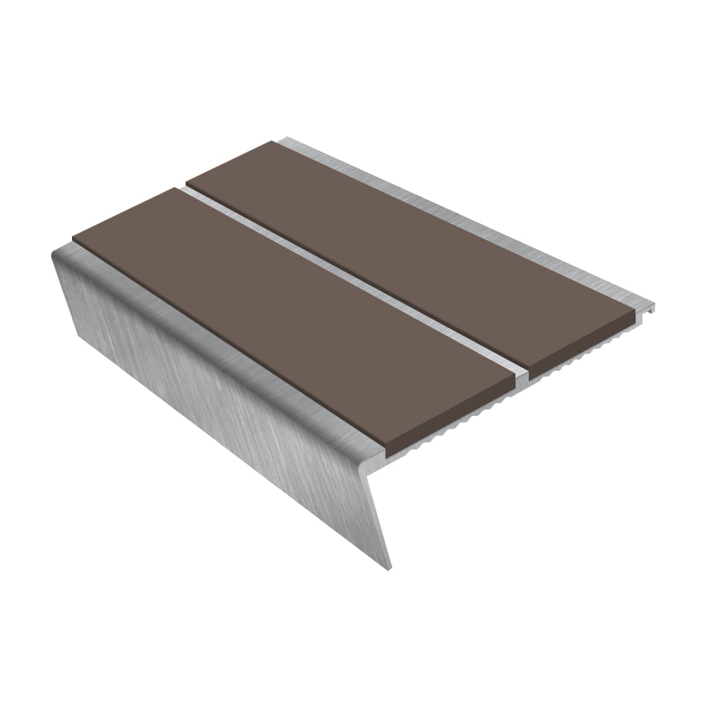 Heavy Duty Rake Back Aluminium Stair Nosing 3.22m Double Channel Profi