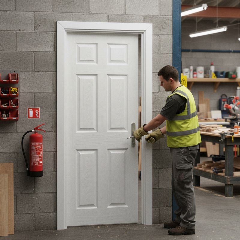 Premium Internal Textured Fire Door with 6 Panels and FD30 Fire Rating