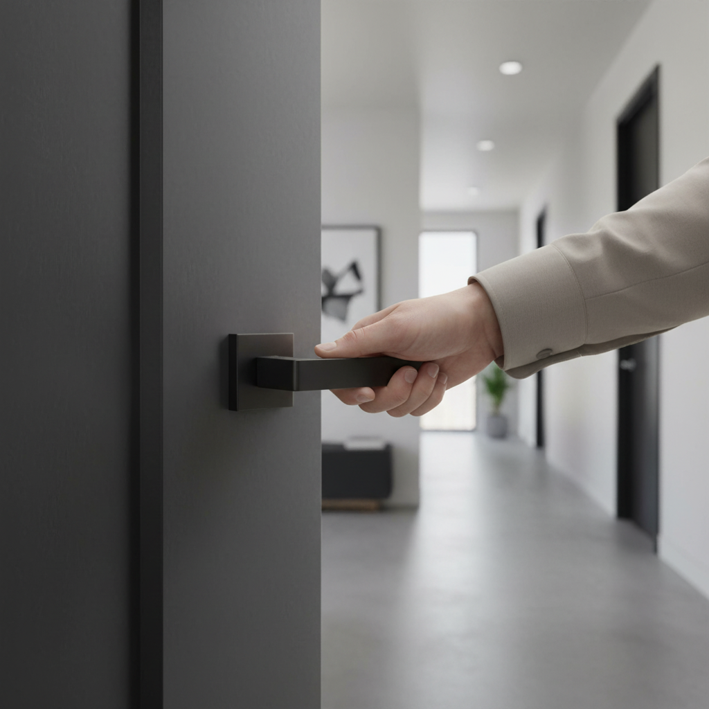 Premium Designer Square Lever Door Handle - Elegant Matt Black Finish