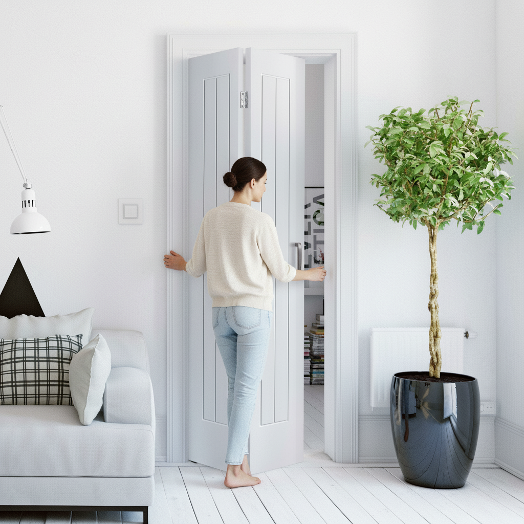 Premium Internal Primed Bi-fold Cottage Door with Semi-Solid Core, Rea