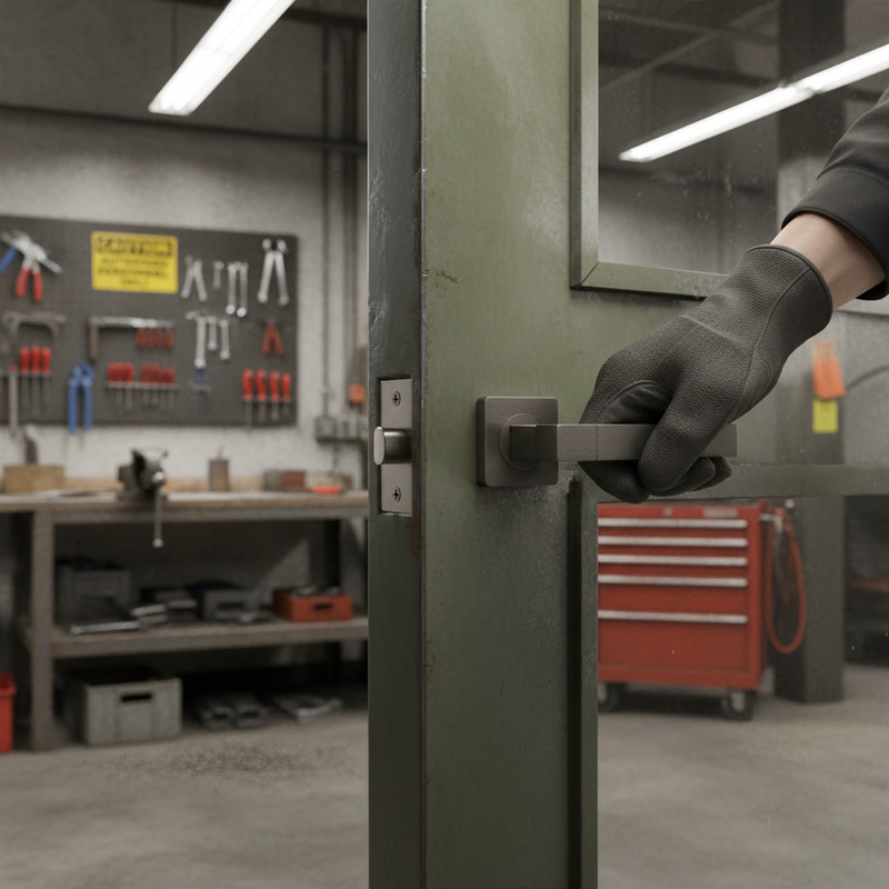 Premium Cube Internal Lever Handle on Square Rose Set - Gun Metal Grey