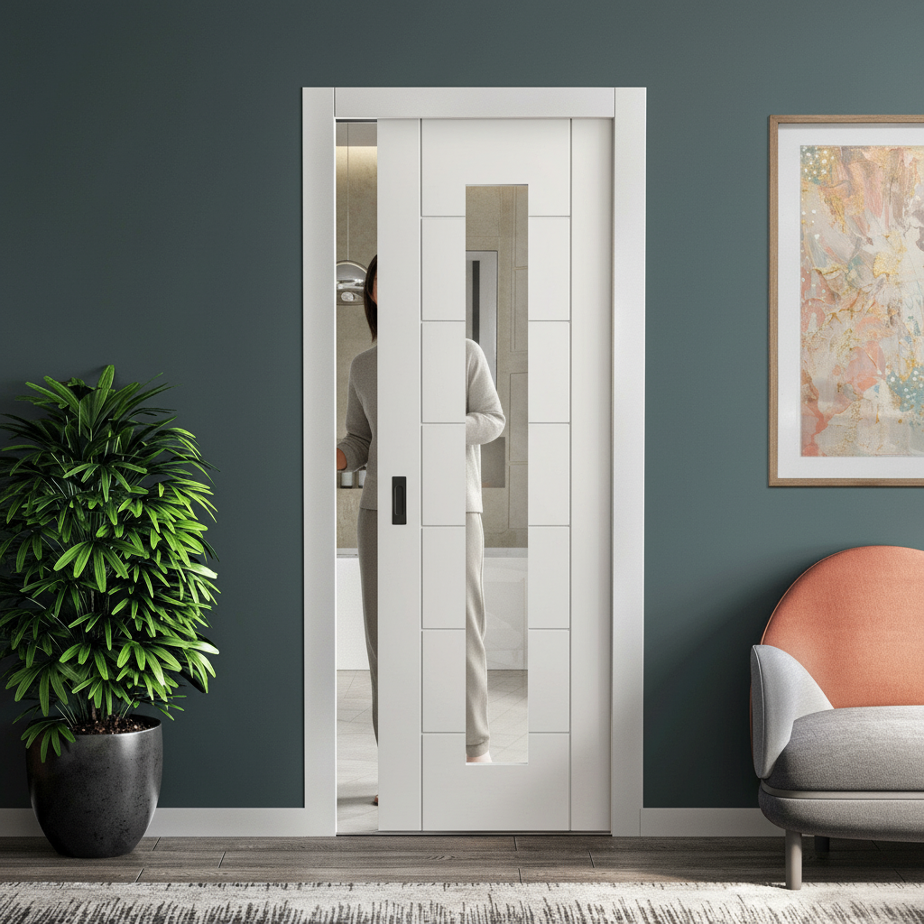 Premium Internal Pocket Door Set with 7 Panels and Clear Glass Design