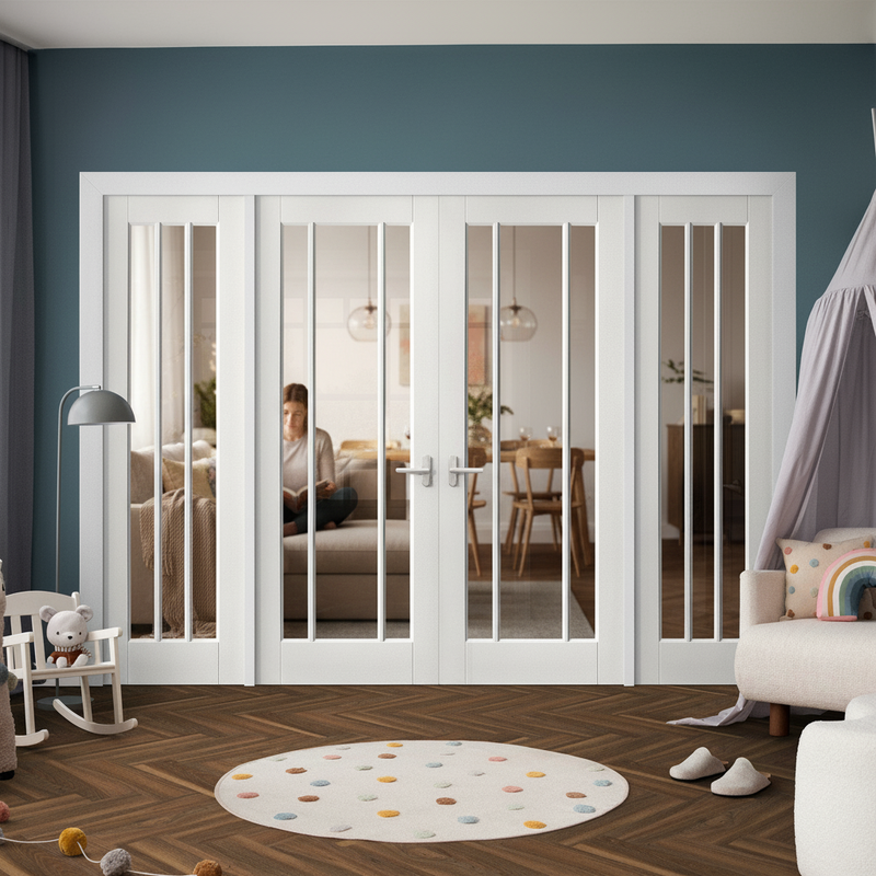 Premium Internal Room Divider Set with 3 Light Clear Glass Panels and